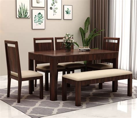 Buy Dimitri 6 Seater Sheesham Wood Dining Table Set With Bench And 4