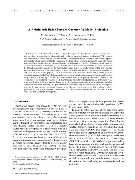 pdf a polarimetric radar forward operator for model evaluation