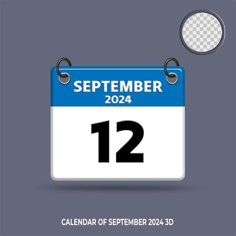 Calendrier 3D Date De Septembre 2024 PSD Premium