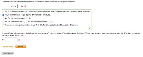 solved does the function satisfy the hypotheses of the mean