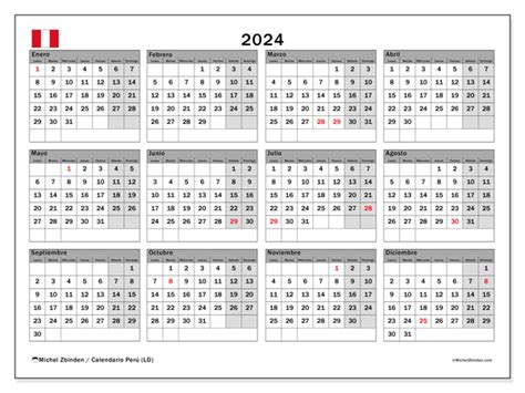 Calendario anual 2024 Perú Michel Zbinden ES