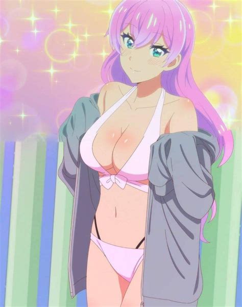 Rule 34 Blue Eyes Breasts Busty Fuufu Ijou Koibito Miman Hoodie Pink Hair Swimsuit Watanabe