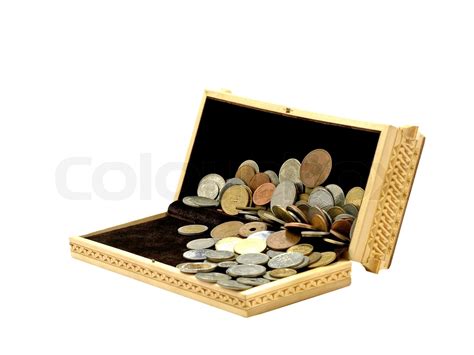 Omst Dte Boks Med Penge P En Hvid Baggrund Stock Foto Colourbox