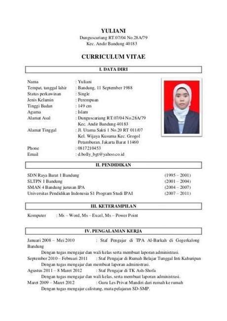 Detail Contoh Cv Curriculum Vitae Koleksi Nomer