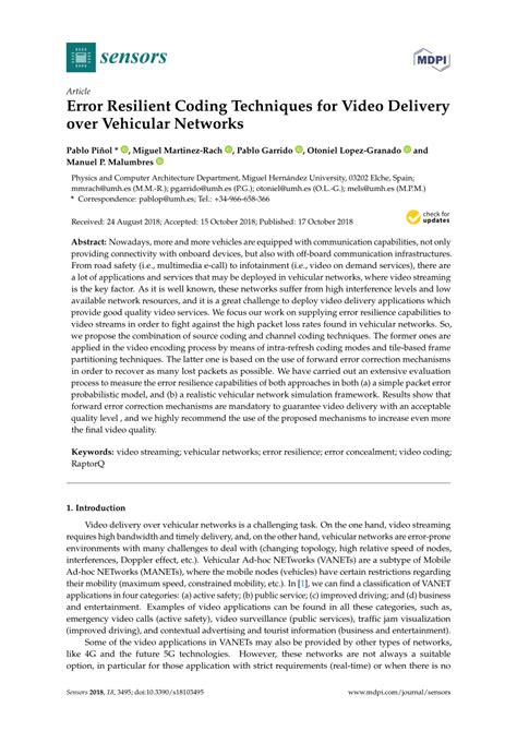 pdf error resilient coding techniques for video delivery over vehicular networks