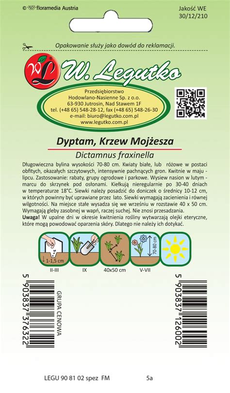 Dyptam Krzew Mojżesza nasiona 0 3 g Legutko