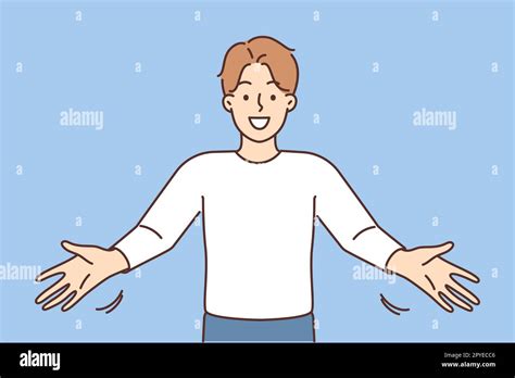Smiling Man With Arms Stretched Open Friend Or Colleague Happy Guy