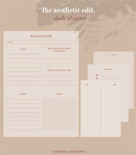 Daily Printable Planner Notes The Aesthetic Edit A4 Etsy Printable