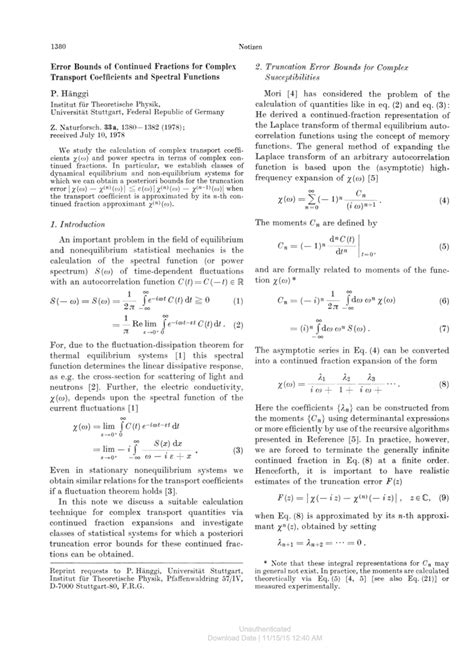 pdf error bounds of continued fractions for complex transport coefficients and spectral functions