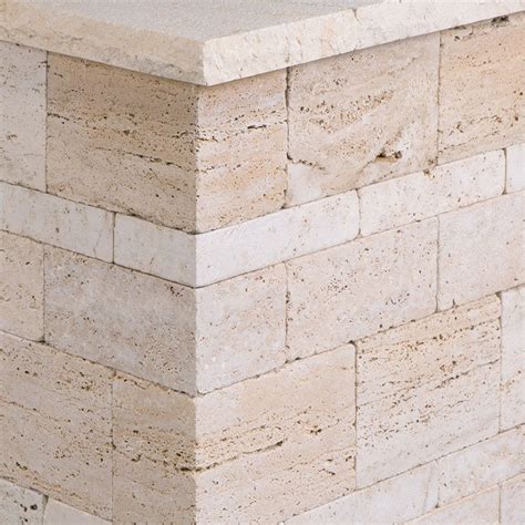 Seltra Natursteine Kastellmauersteine VANILLA ROMANA Travertin Creme Beige