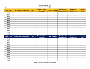 Urine Output Log Sheet Printable