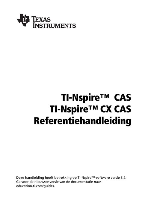 Ti Nspire Cas Reference Guide Nl Ti Nspire Cas Ti Nspire Cx Cas