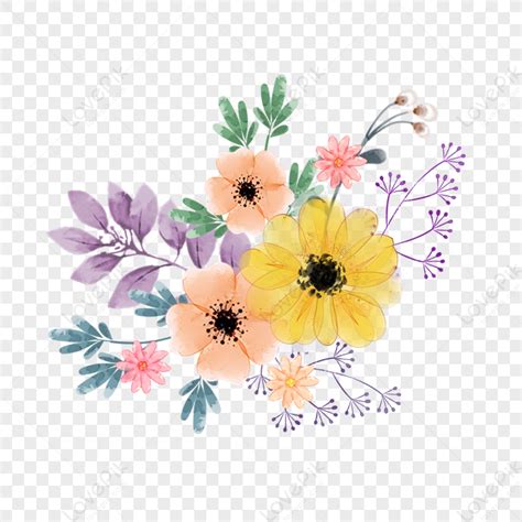 Watercolor Hand Drawn Wild Flower Bouquet Wild Watercolor Wild