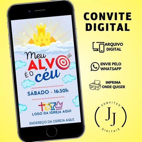 Convite Digital Culto Infantil Meu Alvo É o Céu Elo7