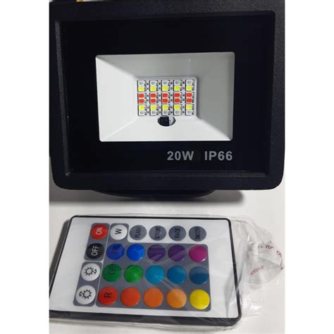 Kit Refletor Rgb Led Holofote W Bivolt Colorido C Controle