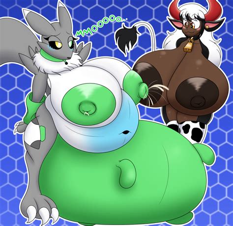 Rule 34 Absurd Res Anthro Bandai Namco Belly Inflation Big Breasts Bodily Fluids Breast