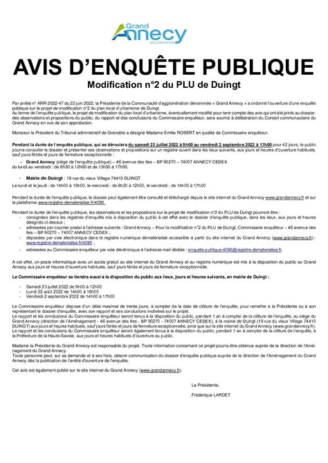 Calaméo Avis D enquête Publique Modif N2 Duingt