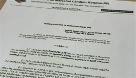 Prefeitura Rondonense Decreta Ponto Facultativo Em Virtude Do Carnaval
