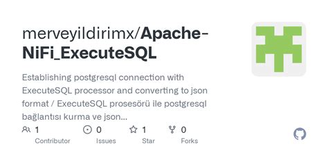 GitHub Merveyildirimx Apache NiFi ExecuteSQL Establishing Postgresql