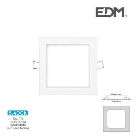 Mini Led Edm Downlight 6w 320 Lumen Quadrado 12cm 6 400k Quadro Branco