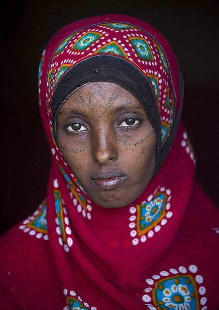 Afar Tribe Woman With Scarifications On Her Face Assaita Afar