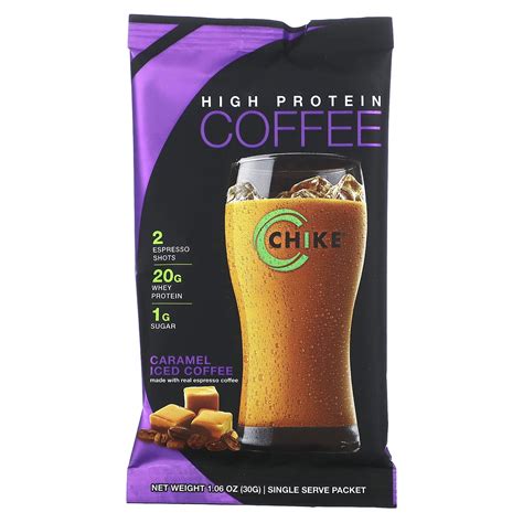Chike Nutrition High Protein Iced Coffee Caramel 12 Packets 1 06 Oz