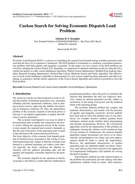 pdf cuckoo search for solving economic dispatch load problem