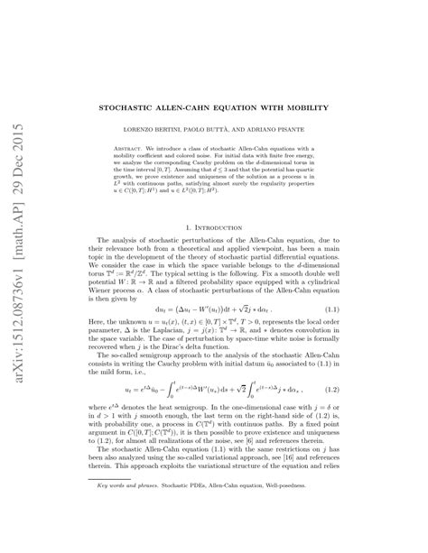 pdf stochastic allen cahn equation with mobility
