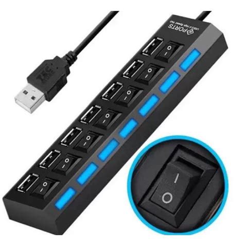 Hub De Usb 7 Portas 2 0 Hd Extensor Ultra Rapido Pen Drive E LED