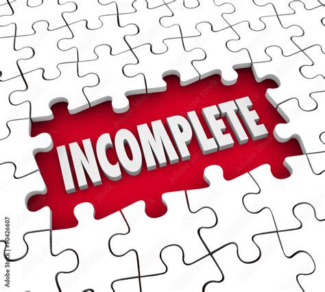 incomplete puzzle hole unfinished task work project undone finis ilustración de stock adobe stock