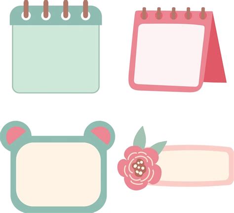 Conjunto Vectorial De Lindas Notas Adhesivas Digitales Para