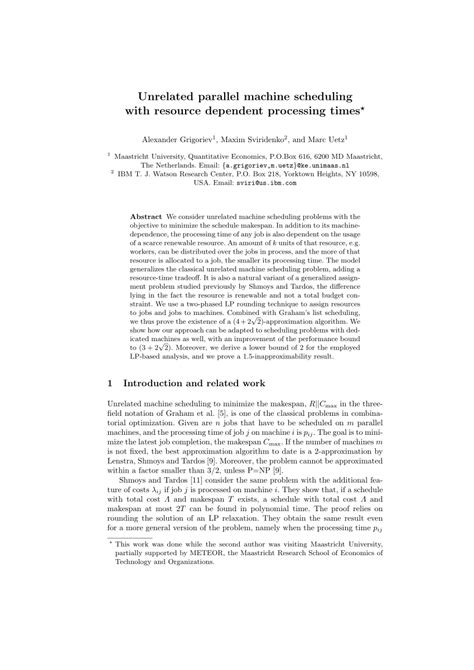 pdf unrelated parallel machine scheduling with resource dependent processing times