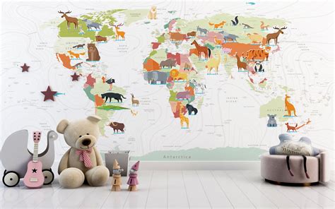 Customized Large World Map Wallpaper World Map World Map Etsy Room