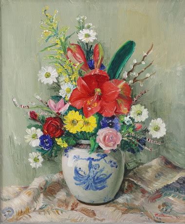 CARL EINAR FREDRIKSSON Blomsterstilleben olja på duk signerad Konst