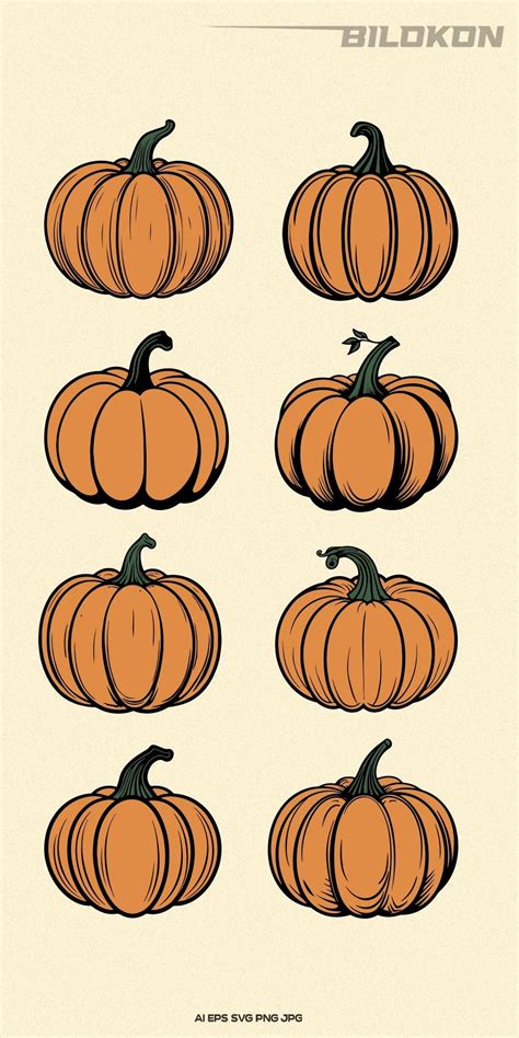 Autumn Pumpkin Set Fall Pumpkin Vector SVG