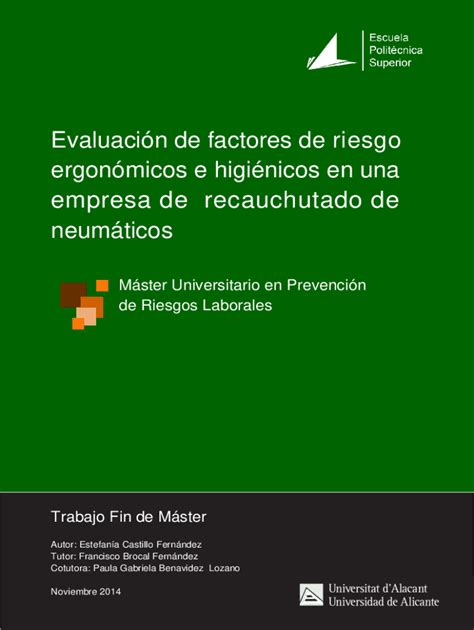 Completable En línea rua ua Evaluacin de factores de riesgo ergonmicos