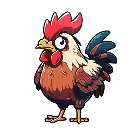 Lindo Estilo De Dibujos Animados De Gallo Vector Premium The Best