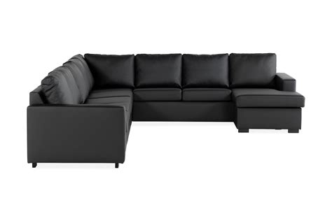 Crazy Hjørnesofa XXL med Chaiselong Højre Sort Kunstlæder Møbler