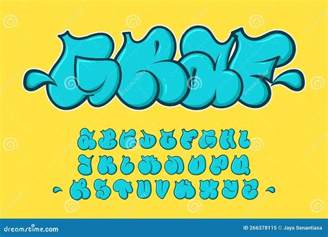 Font Alphabet Blue Street Graffiti Text Vector Letters Stock Vector