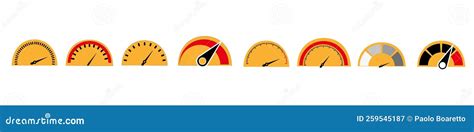 Speedometer Gauge Meter Icons Vector Scale Level Of Performance