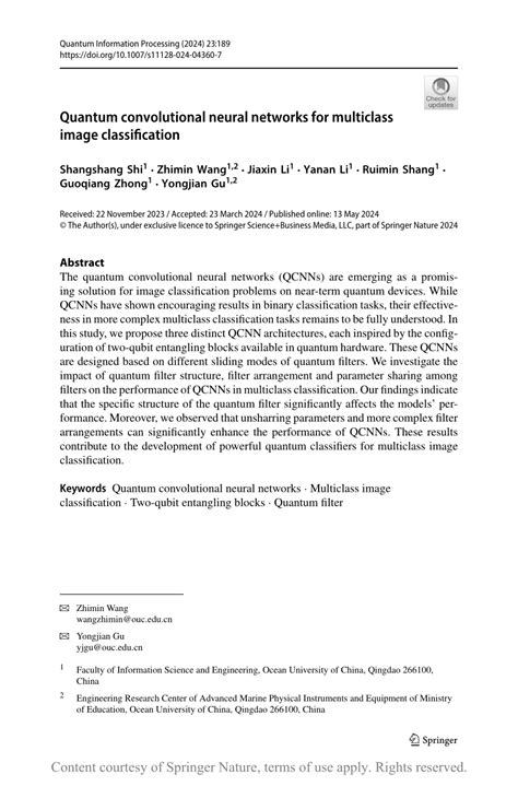 quantum convolutional neural networks for multiclass image classification