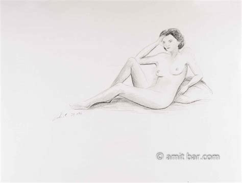 Nude Figure Leaning On Her Knee Amit Bar Art