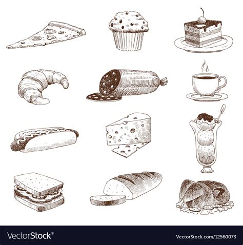 Hand Drawn Food Sketch And Kitchen Doodle Vector Image