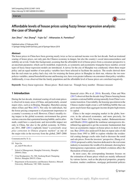 affordable levels of house prices using fuzzy linear regression analysis the case of shanghai