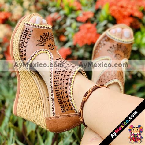 Zs00300 Huaraches Artesanales Mexicanos De Plataforma Para Mujer