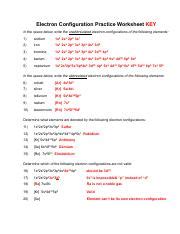 Electron Confiuration Practice WS KEY Pdf Electron Configuration