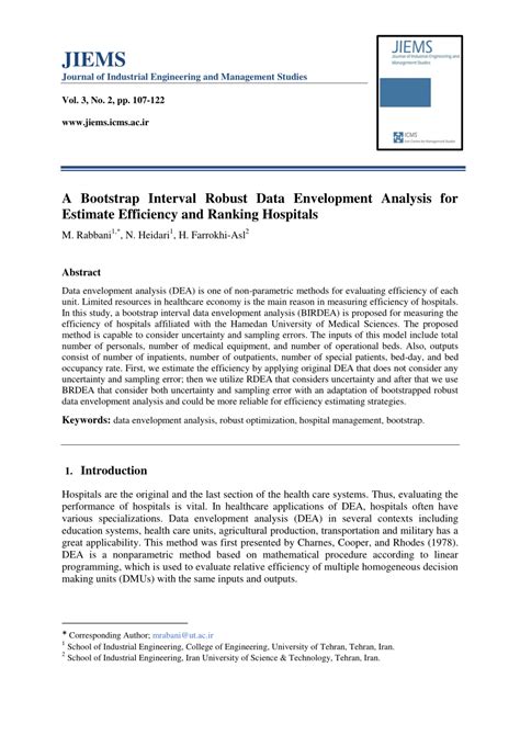 pdf a bootstrap interval robust data envelopment analysis for estimate efficiency and ranking