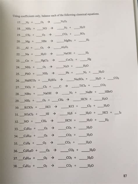 50 Examples Of Unbalanced Chemical Equations With Answers
