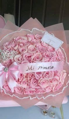 pink princess tiara roses flower bouquet ramo buchón valentines day