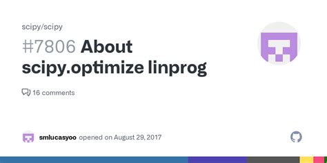 about scipy optimize linprog · issue 7806 · scipy scipy · github